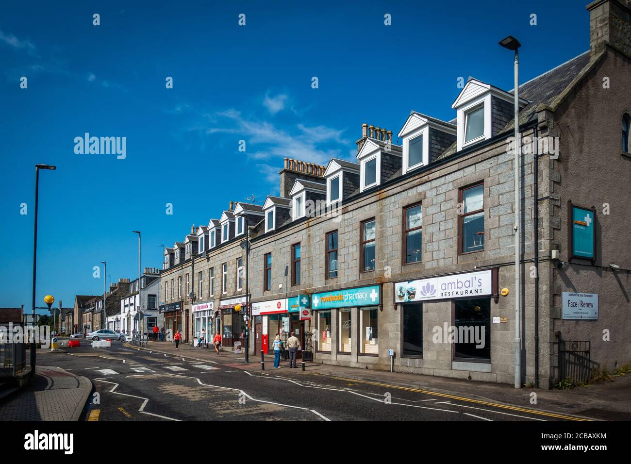 Shops and businesses in Market Street in centre of the town of Ellon ...