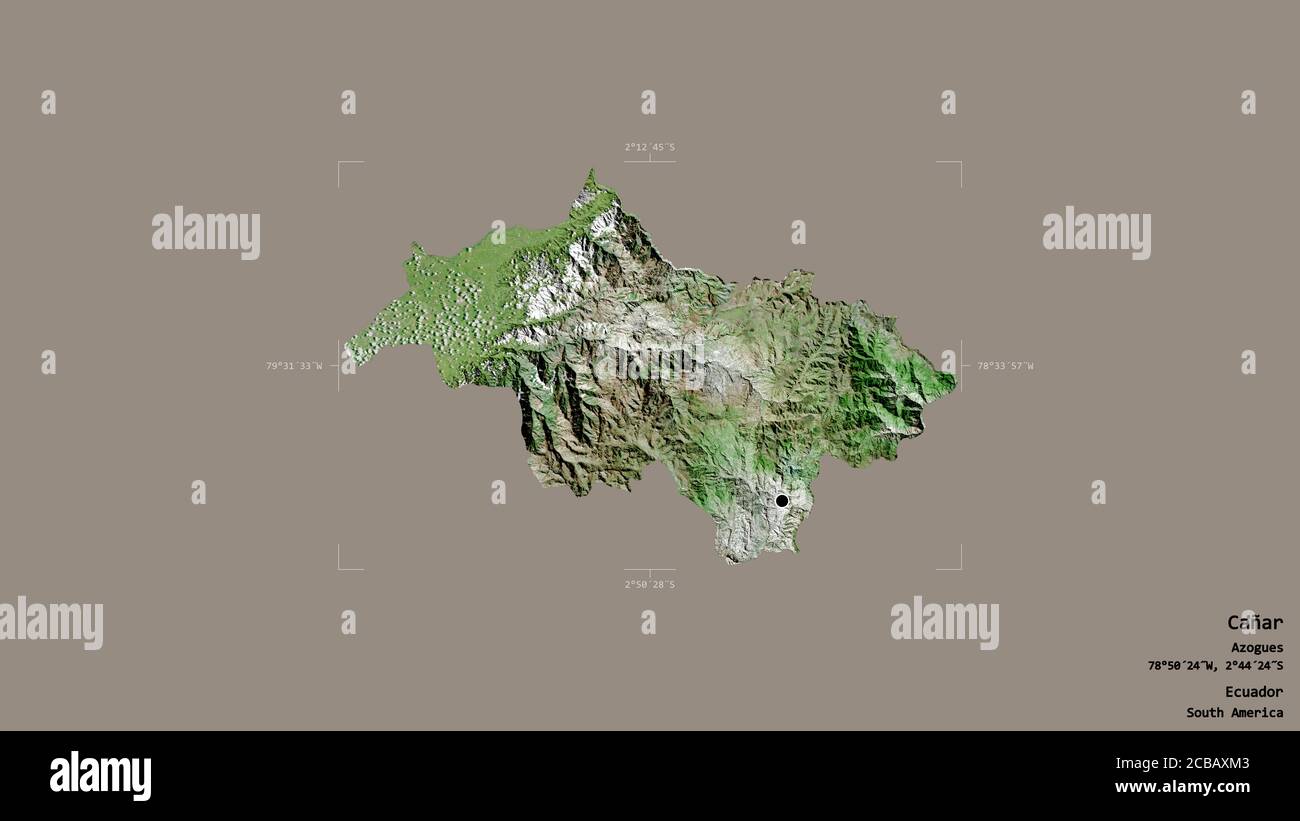 Area of Cañar, province of Ecuador, isolated on a solid background in a ...