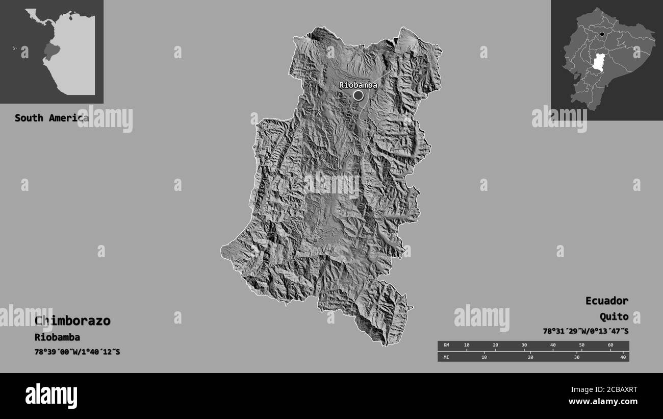 Shape of Chimborazo, province of Ecuador, and its capital. Distance ...