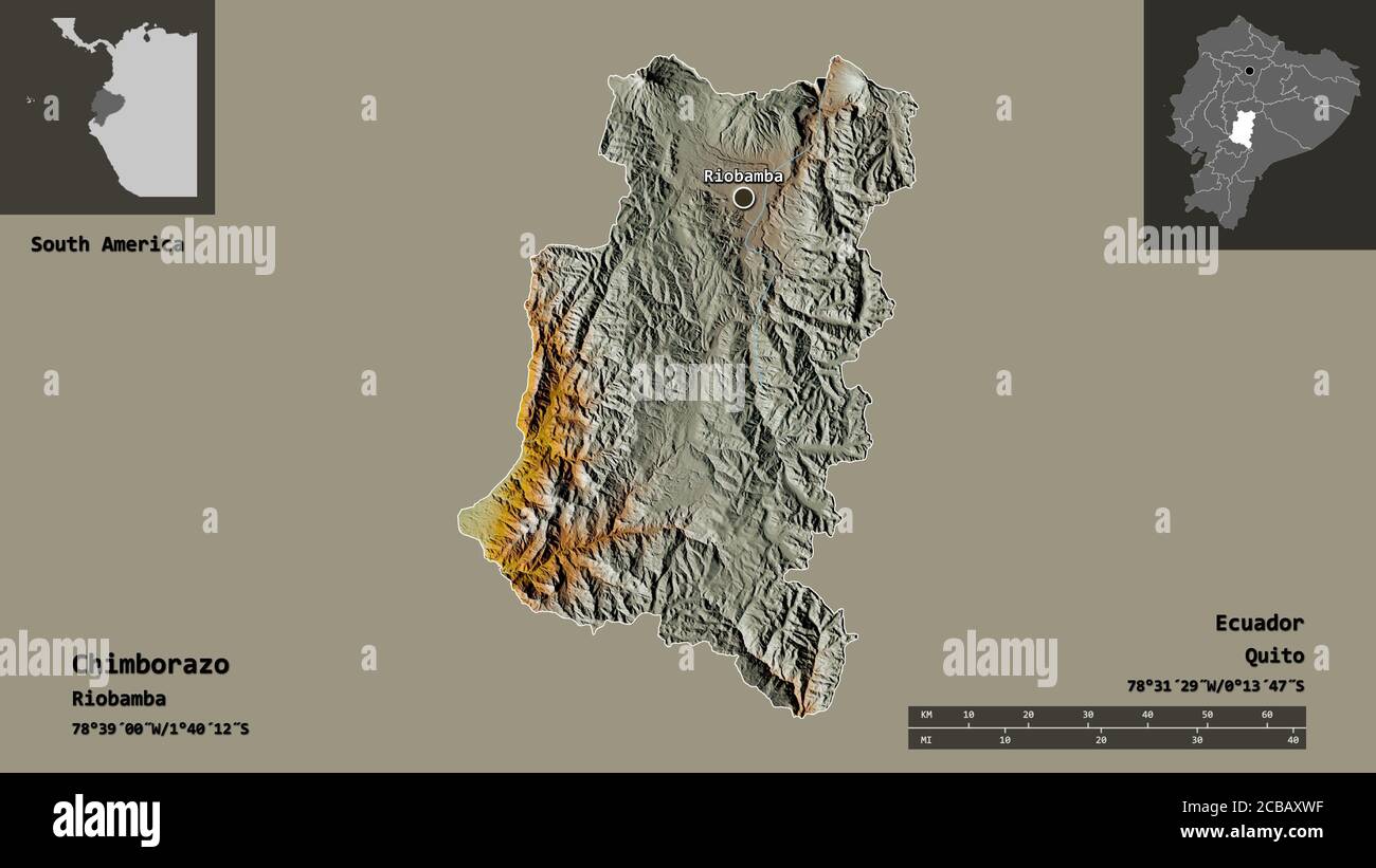 Shape of Chimborazo, province of Ecuador, and its capital. Distance ...