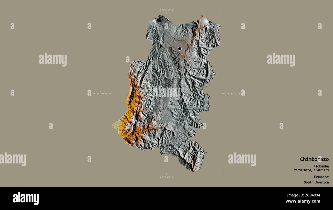 Area of Chimborazo, province of Ecuador, isolated on a solid background ...