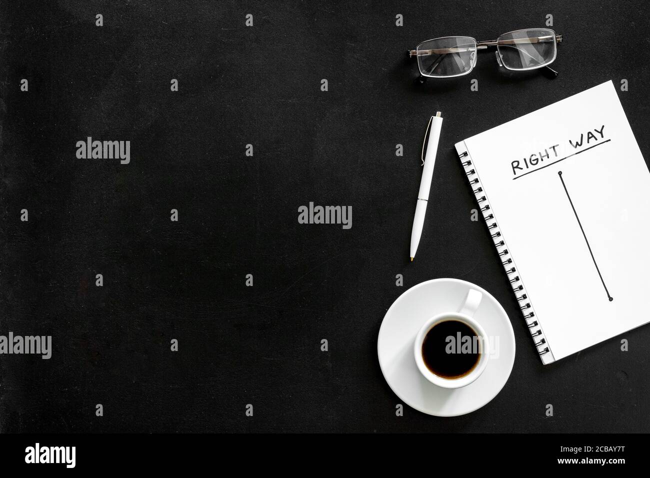 Right way illustration. Straight line in notebook copy space Stock ...