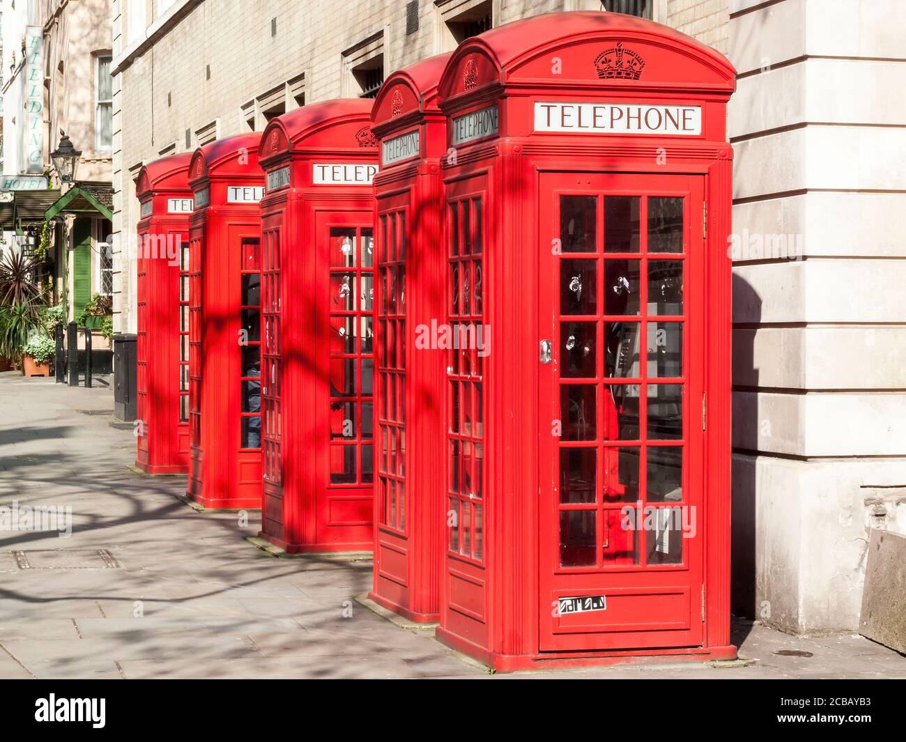 London, UK, April 18, 2009 : Traditional red cast iron payphone public ...