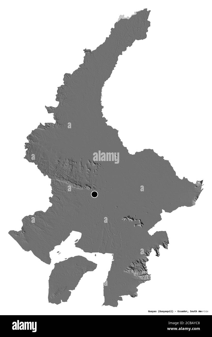 Shape of Guayas, province of Ecuador, with its capital isolated on ...