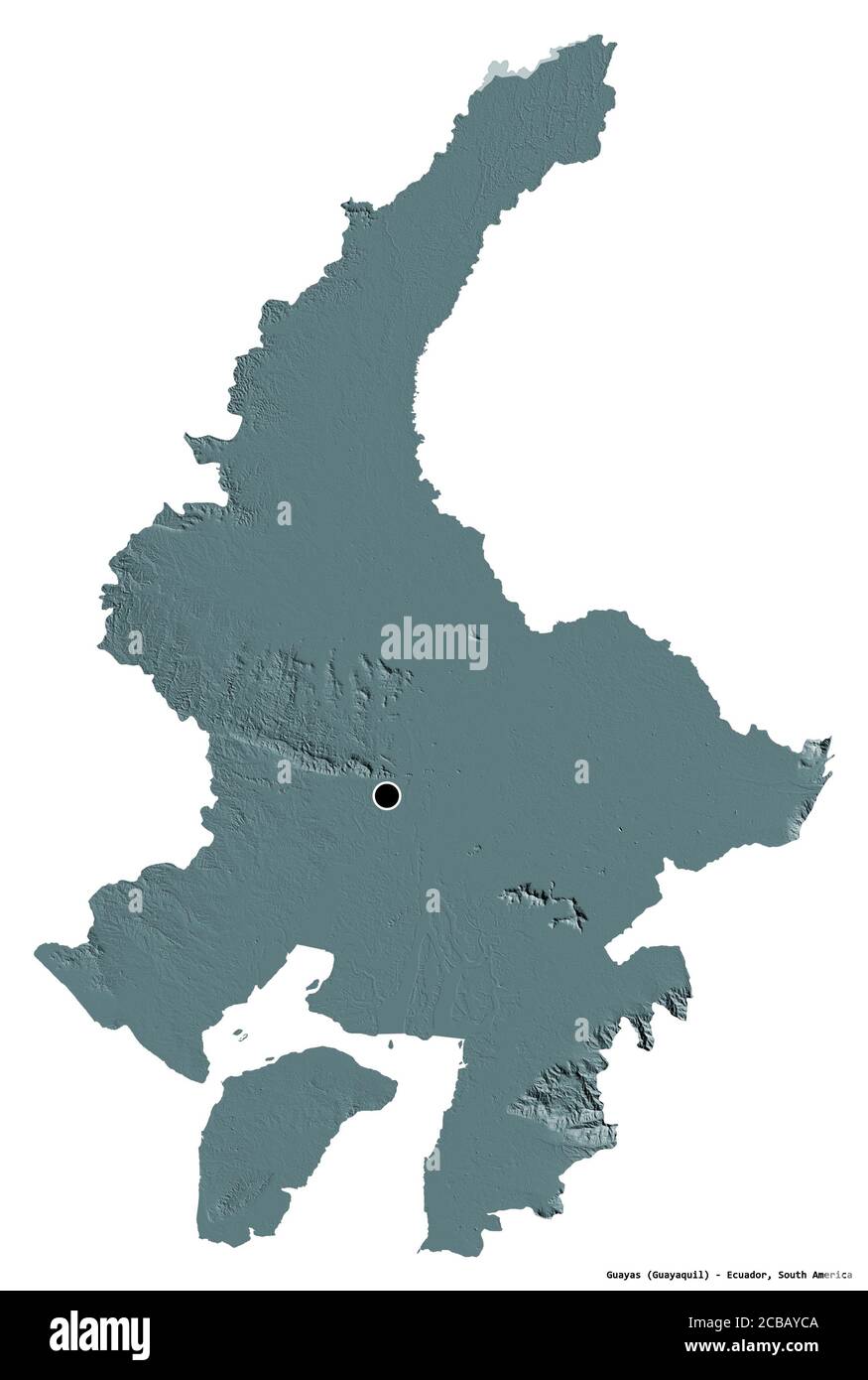 Shape of Guayas, province of Ecuador, with its capital isolated on ...