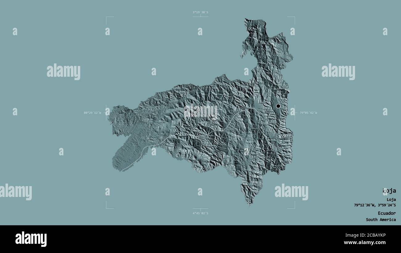 Area of Loja, province of Ecuador, isolated on a solid background in a ...