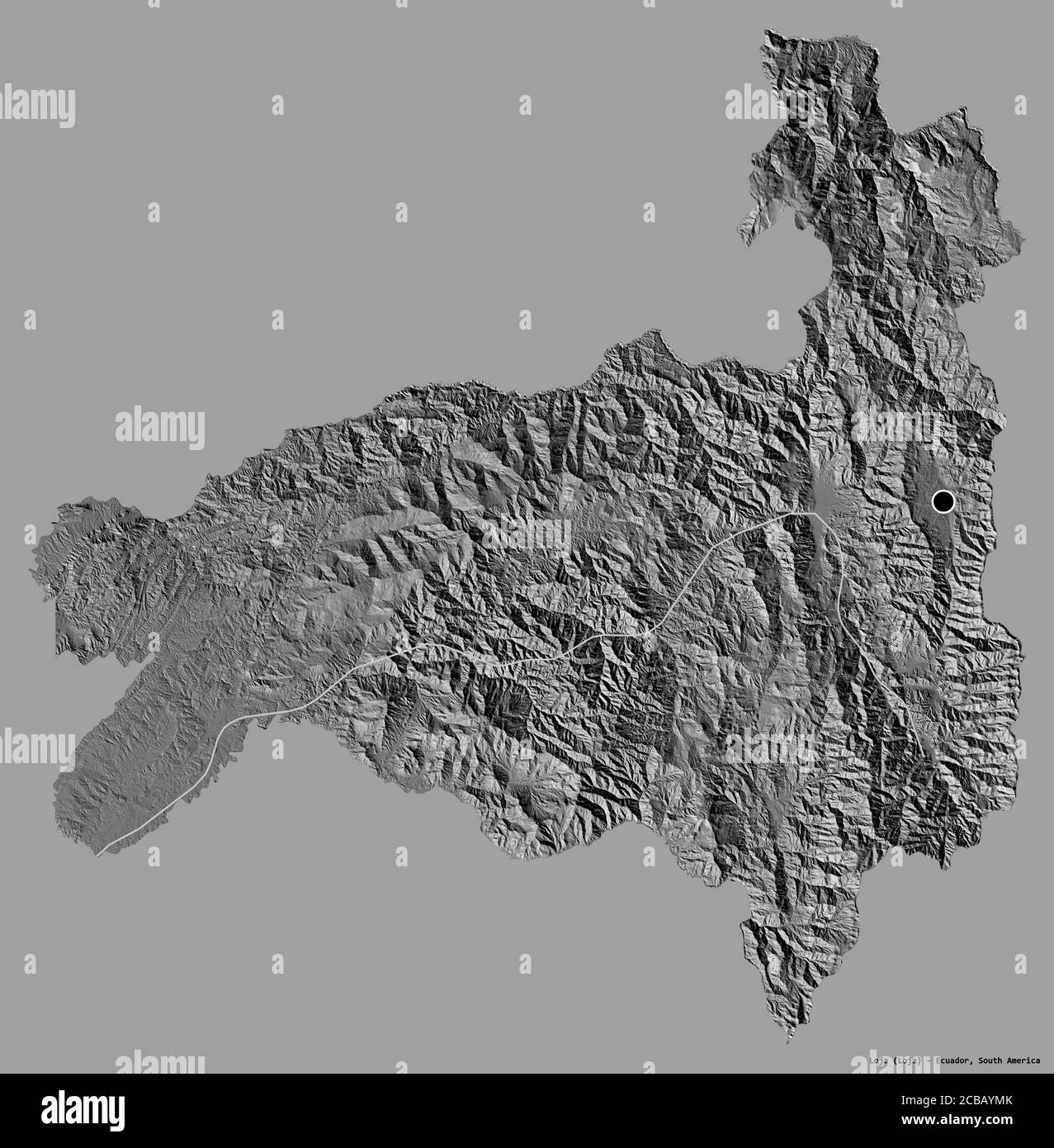 Shape of Loja, province of Ecuador, with its capital isolated on a ...