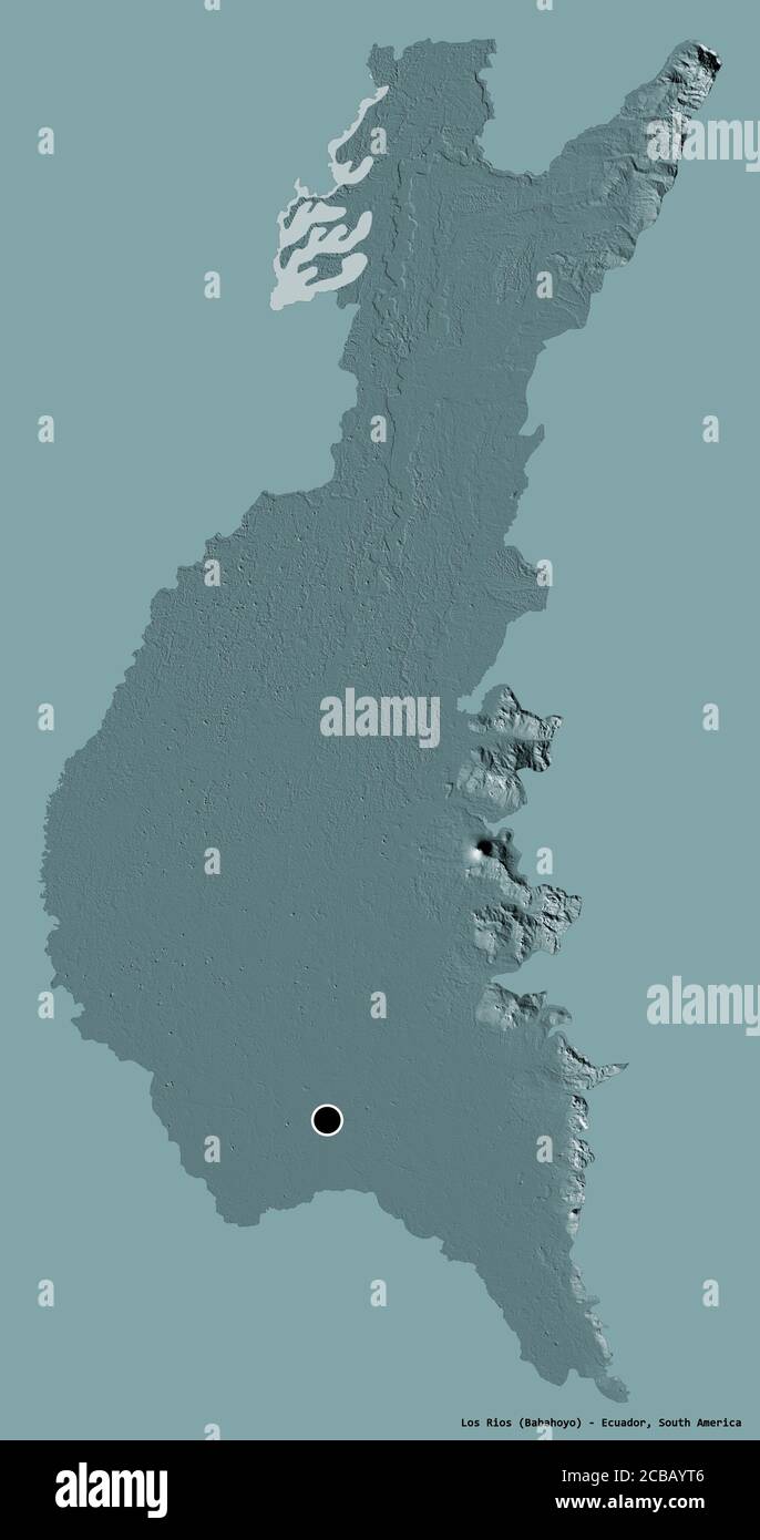 Shape of Los Rios, province of Ecuador, with its capital isolated on a ...