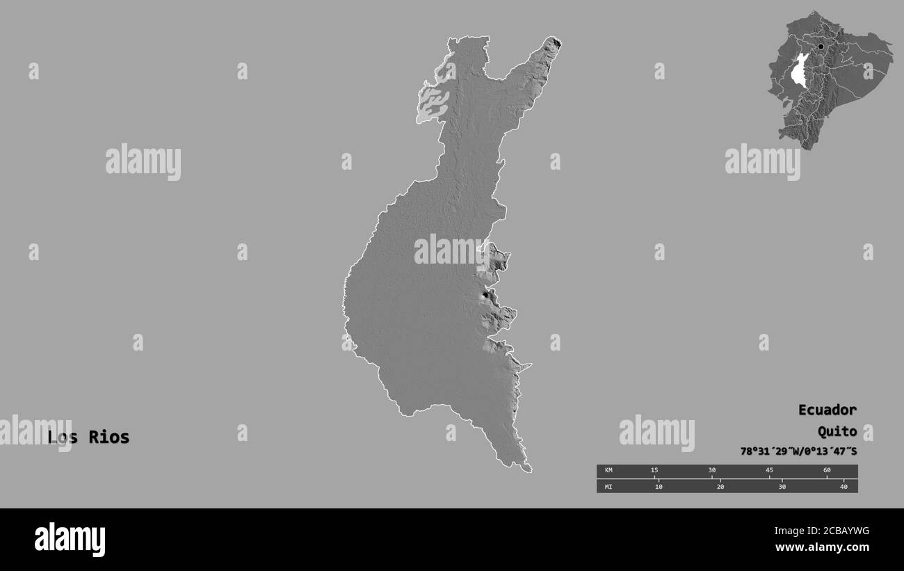 Shape of Los Rios, province of Ecuador, with its capital isolated on ...