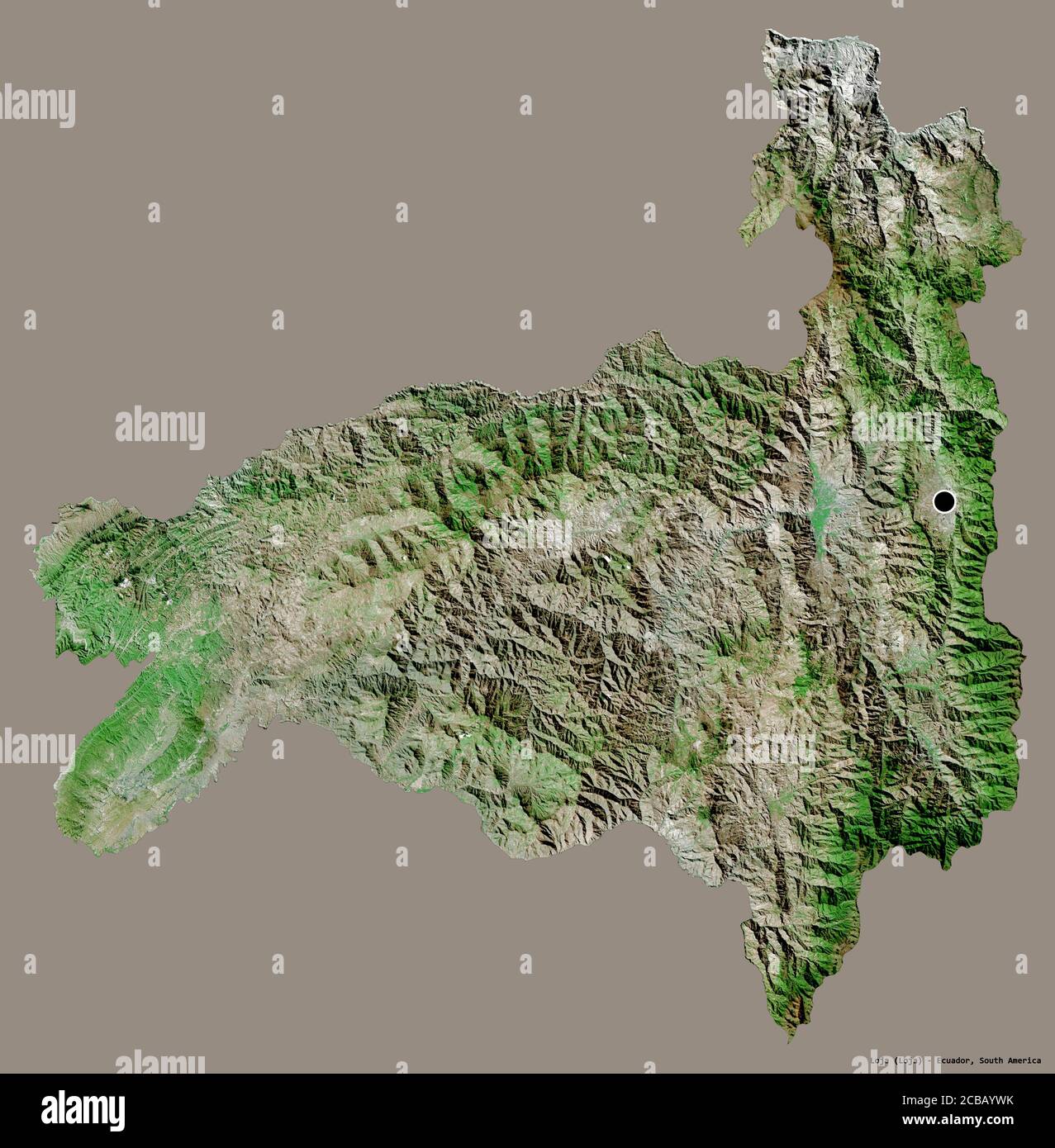 Shape of Loja, province of Ecuador, with its capital isolated on a ...