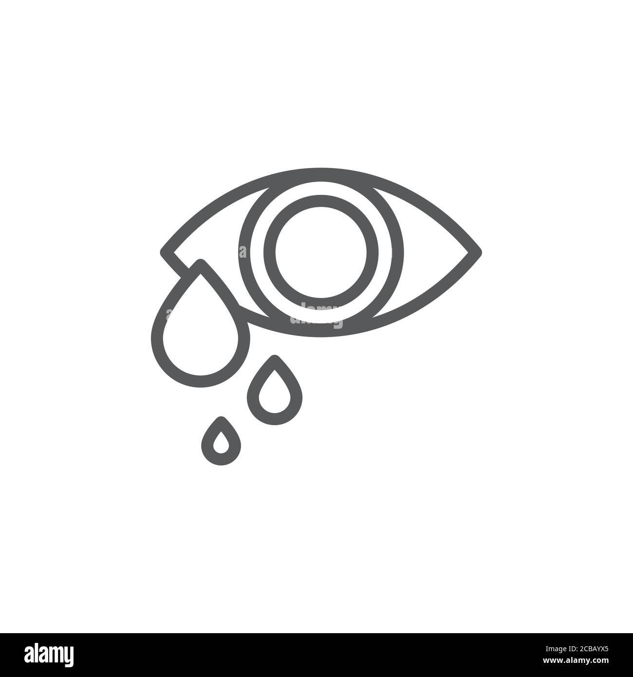 Allergic reaction cry vector icon symbol eye isolated on white ...