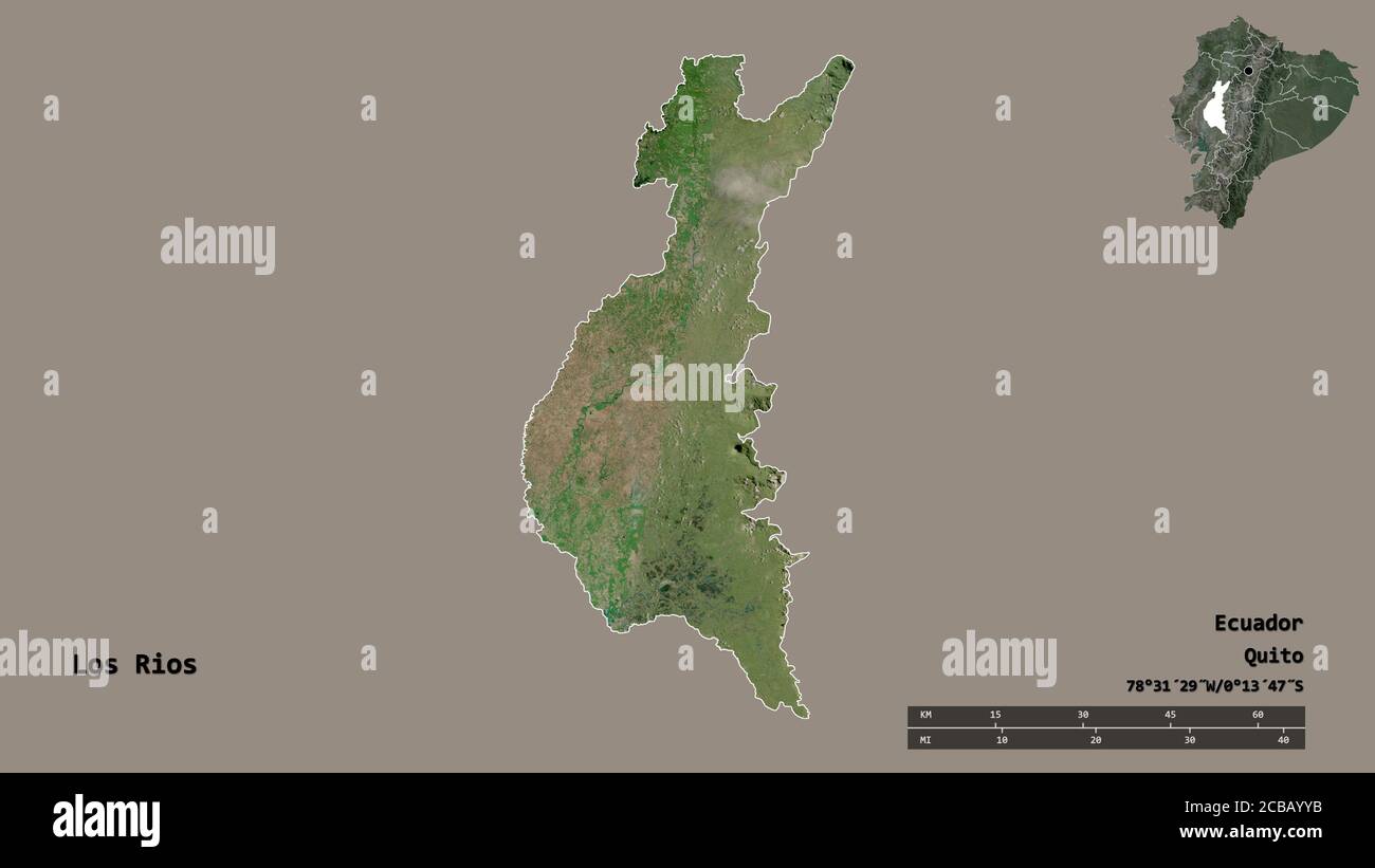 Shape of Los Rios, province of Ecuador, with its capital isolated on ...