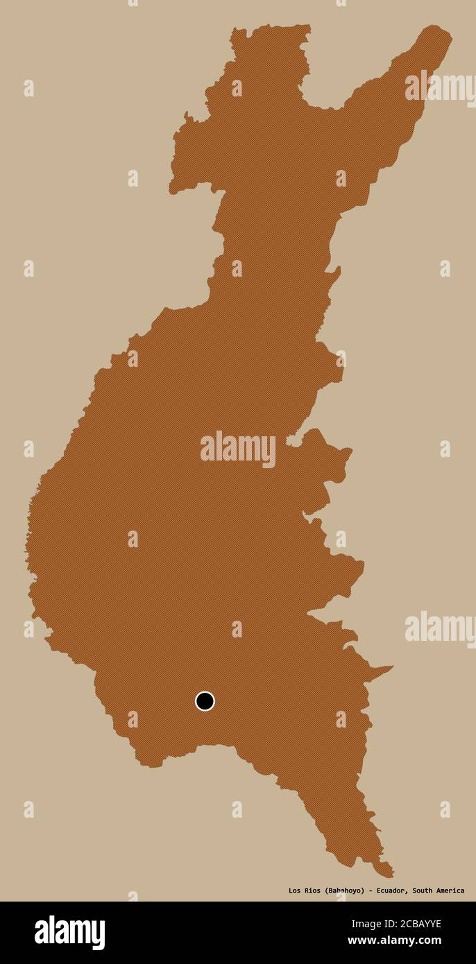 Shape of Los Rios, province of Ecuador, with its capital isolated on a ...