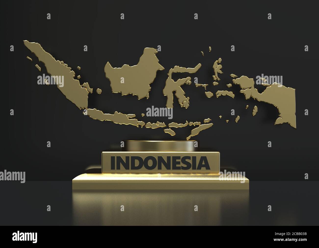 3D rendering Indonesian map gold texture on dark background Stock Photo ...