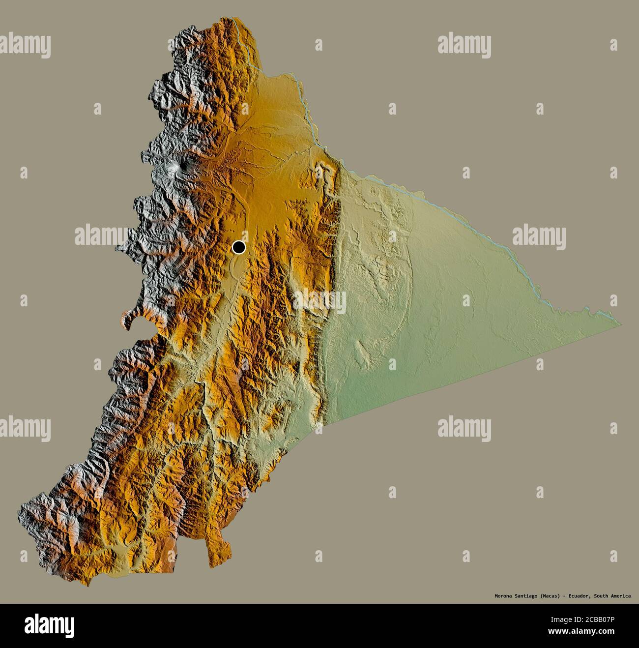 Shape of Morona Santiago, province of Ecuador, with its capital ...