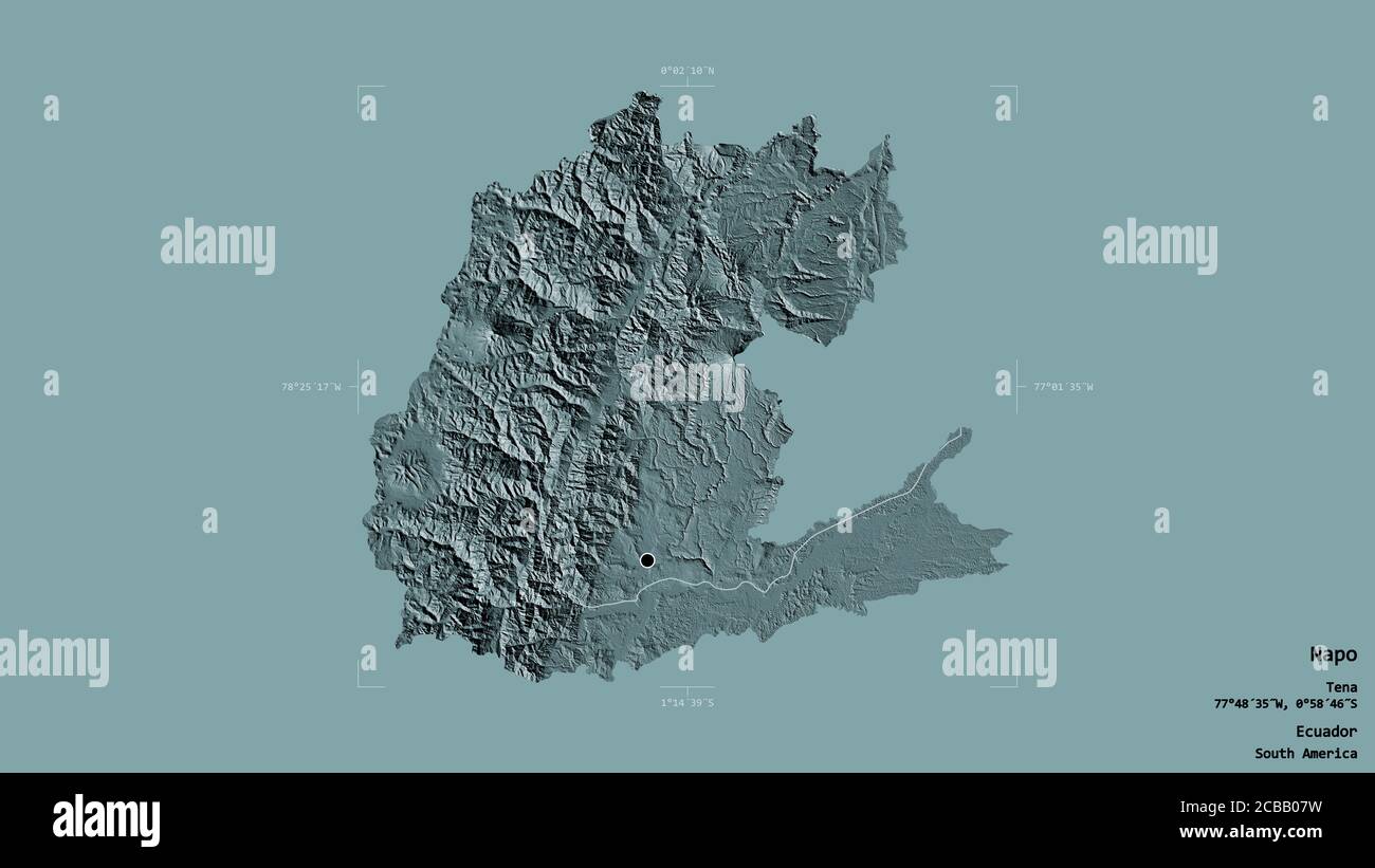 Area of Napo, province of Ecuador, isolated on a solid background in a ...