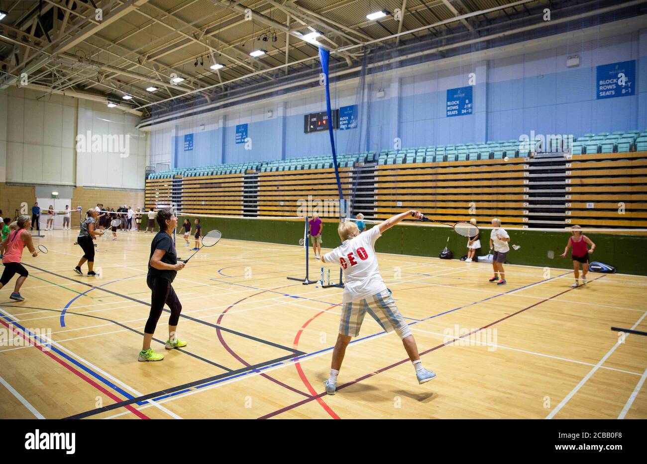 EDITORIAL USE ONLY Badminton players enjoy getting back on court during ...