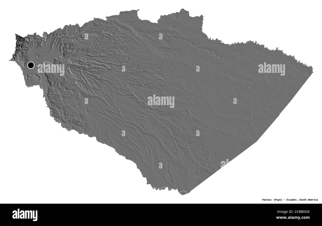 Shape of Pastaza, province of Ecuador, with its capital isolated on ...