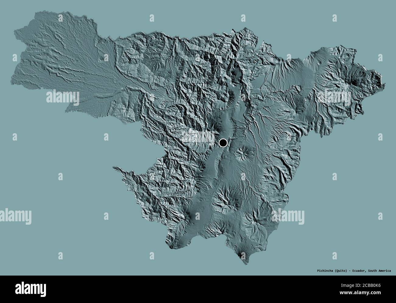 Shape of Pichincha, province of Ecuador, with its capital isolated on a ...