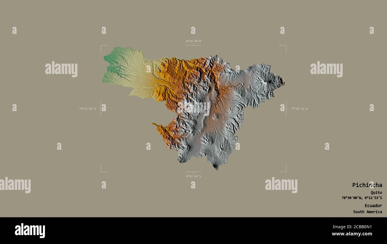 Area of Pichincha, province of Ecuador, isolated on a solid background ...