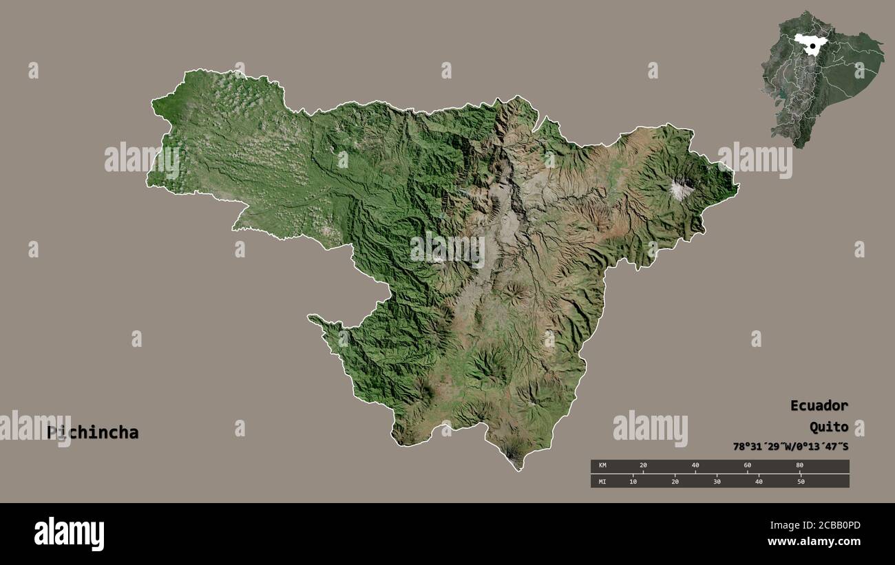 Shape of Pichincha, province of Ecuador, with its capital isolated on ...