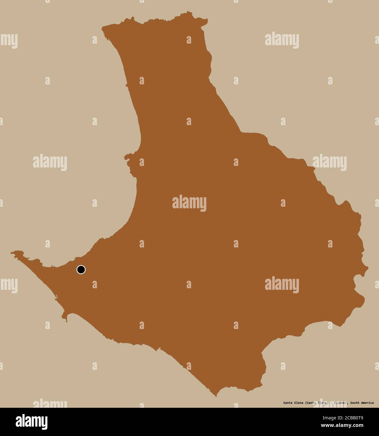 Shape of Santa Elena, province of Ecuador, with its capital isolated on ...