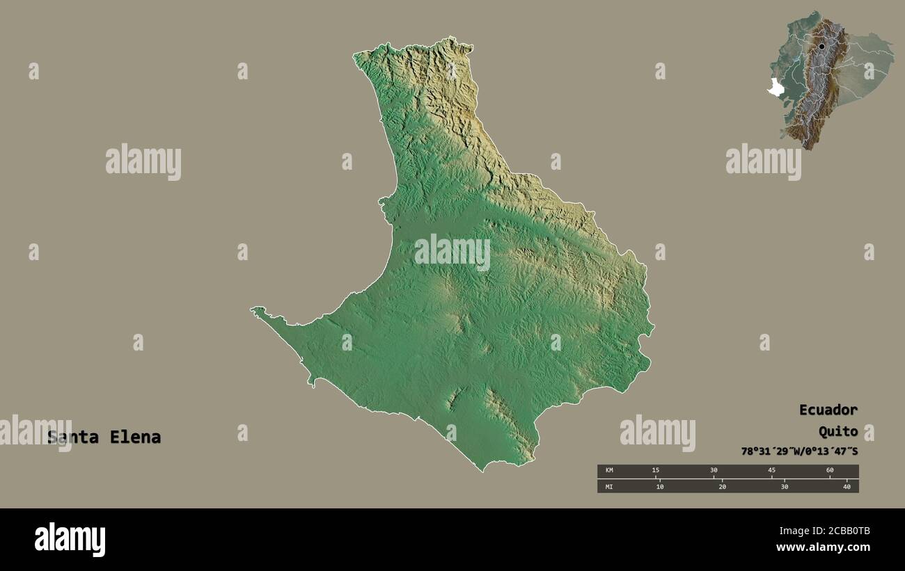 Shape of Santa Elena, province of Ecuador, with its capital isolated on ...