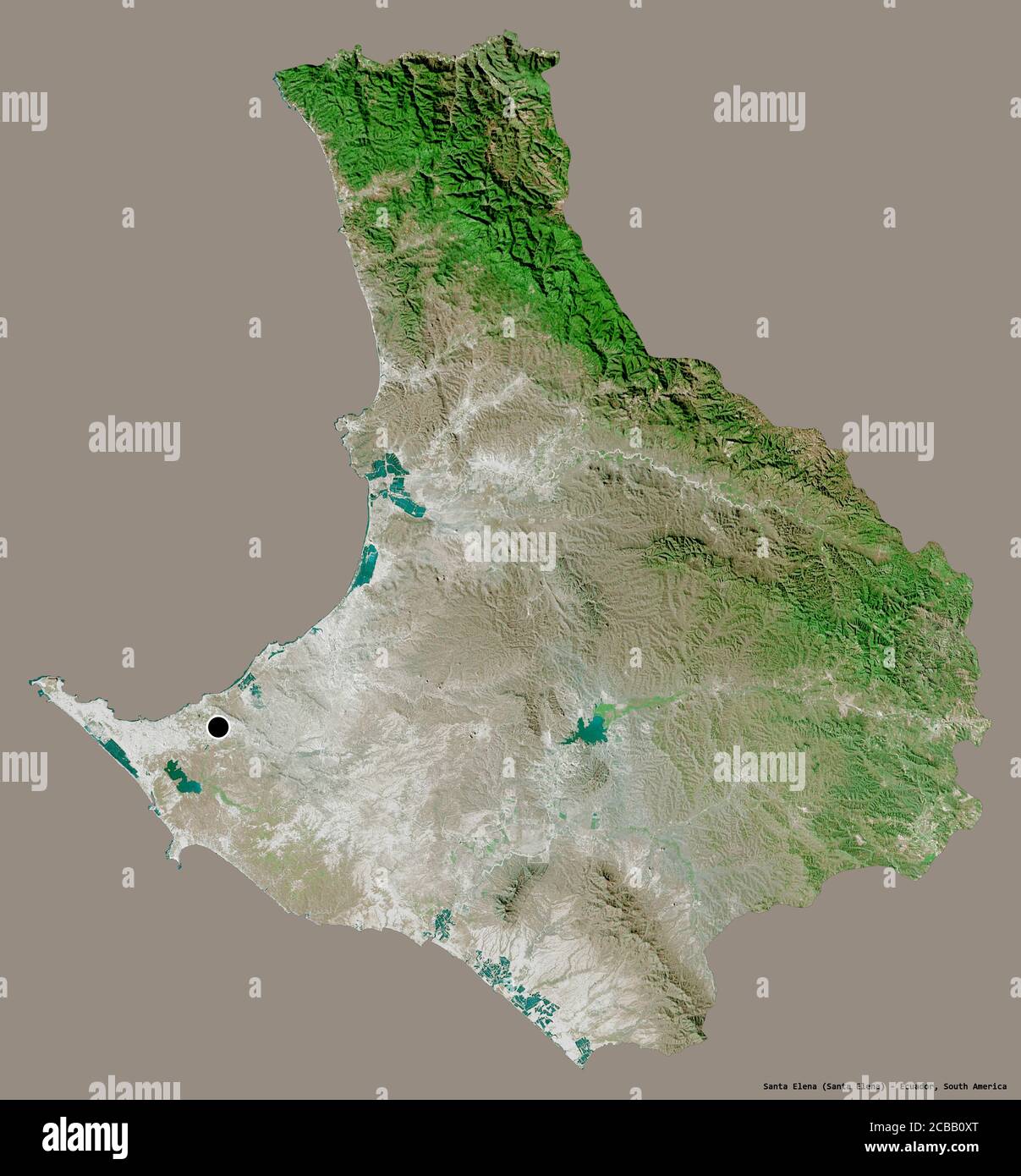 Shape of Santa Elena, province of Ecuador, with its capital isolated on ...