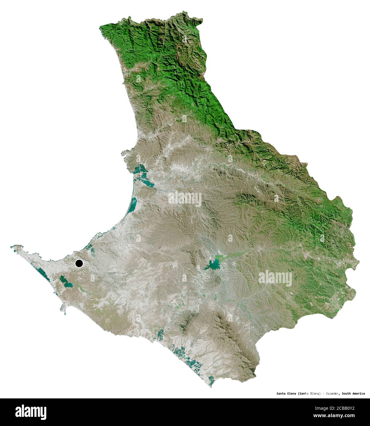 Shape of Santa Elena, province of Ecuador, with its capital isolated on ...