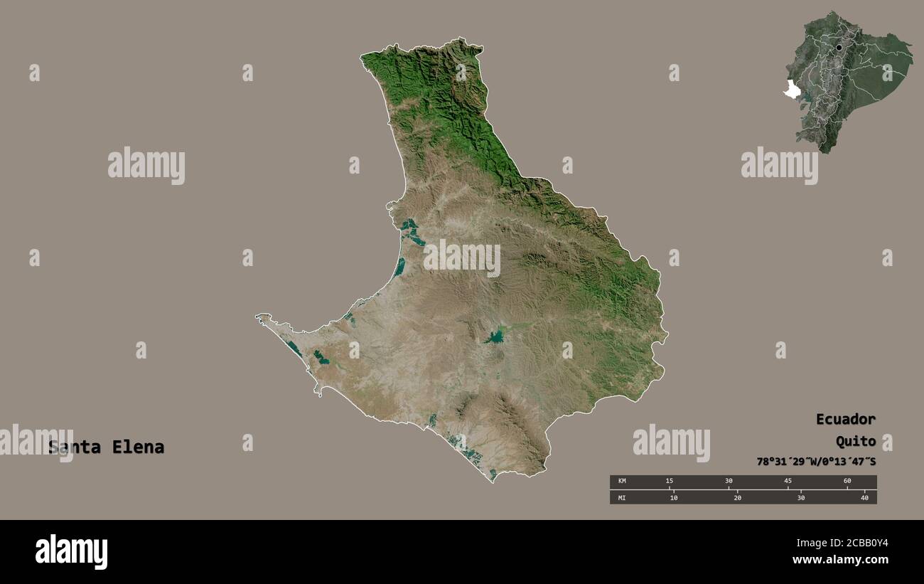 Shape of Santa Elena, province of Ecuador, with its capital isolated on ...