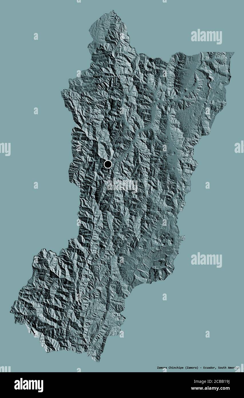 Shape of Zamora Chinchipe, province of Ecuador, with its capital ...