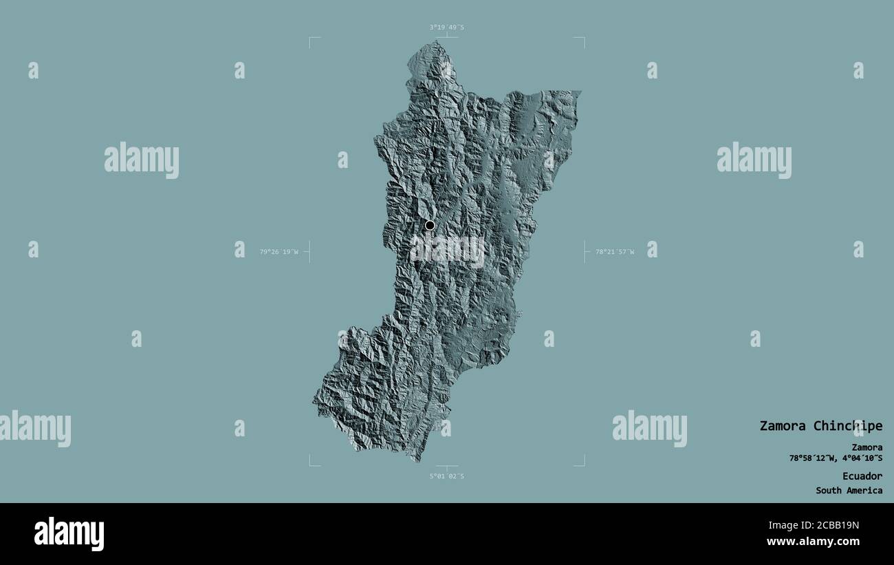 Area of Zamora Chinchipe, province of Ecuador, isolated on a solid ...