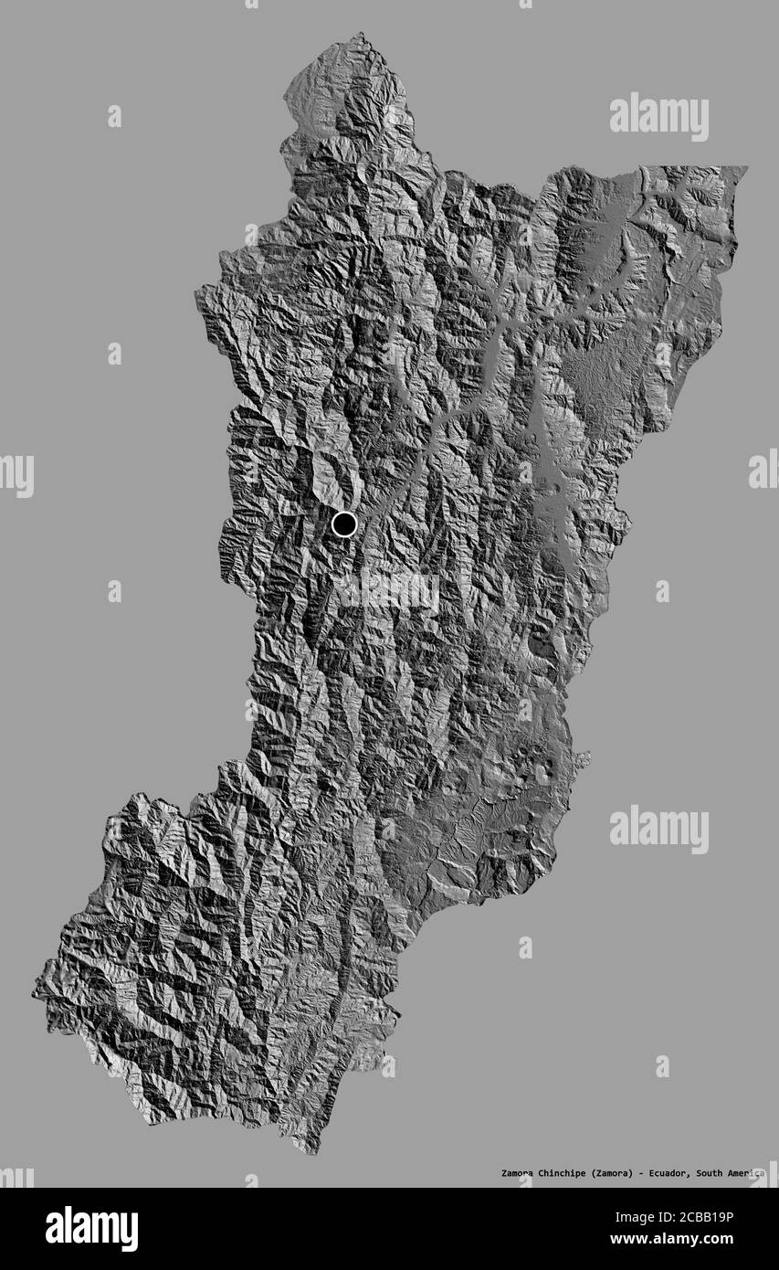 Shape of Zamora Chinchipe, province of Ecuador, with its capital ...