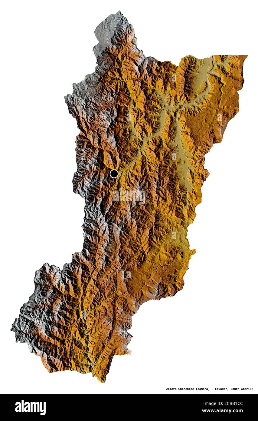 Shape of Zamora Chinchipe, province of Ecuador, with its capital ...