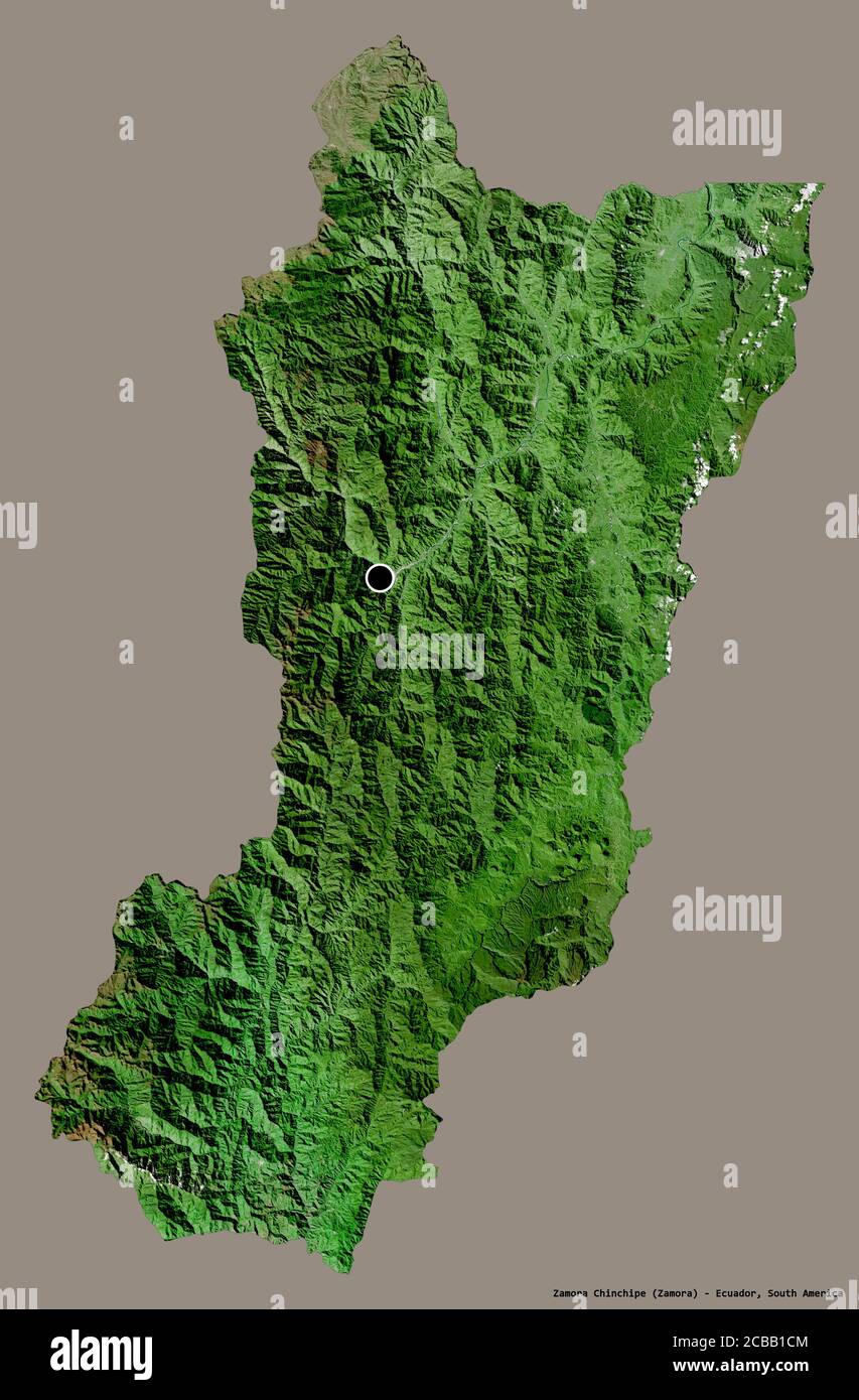 Shape of Zamora Chinchipe, province of Ecuador, with its capital ...