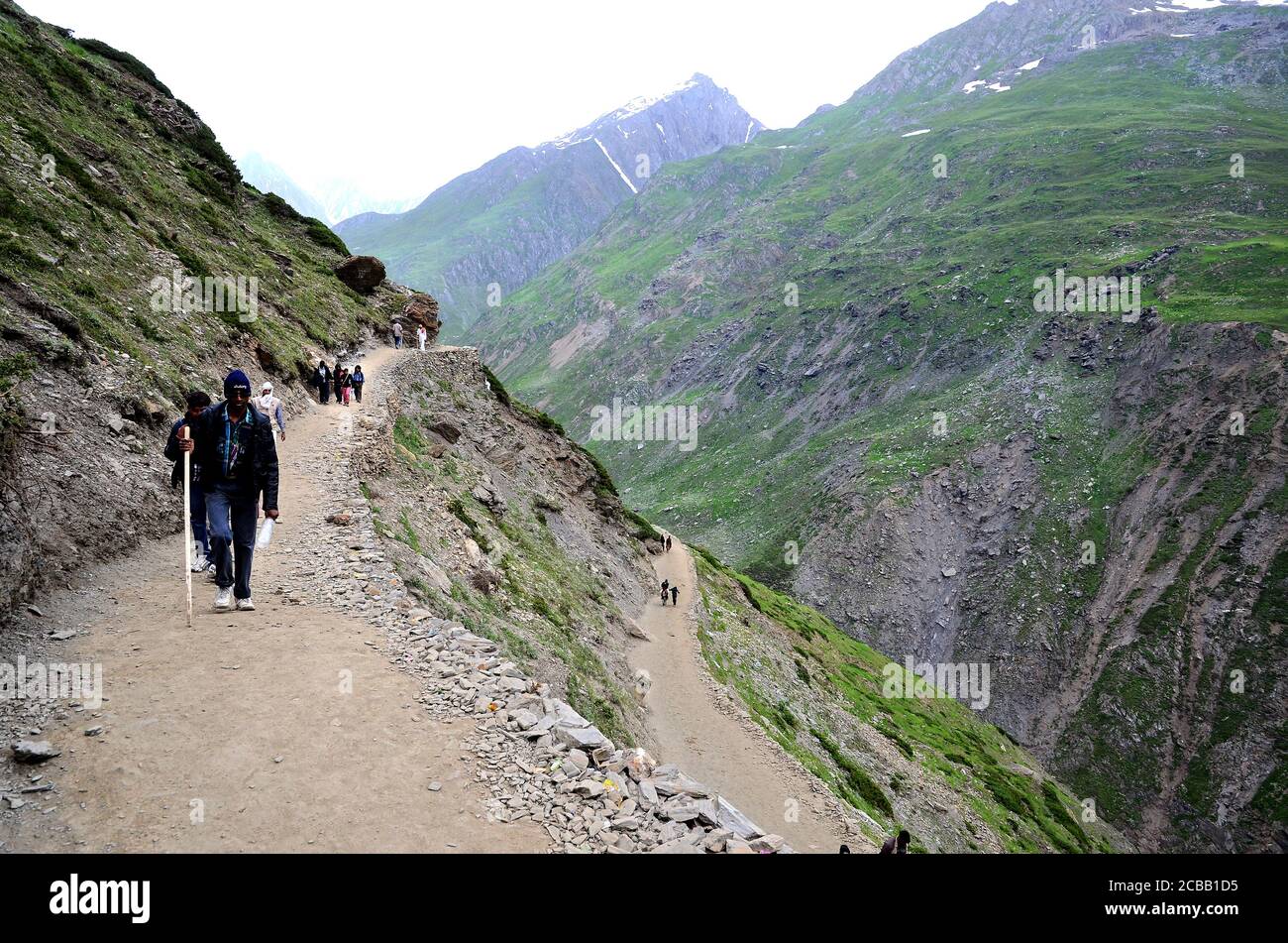 Hindu devotees visit during their pilgrimage from Baltal Base Camp to ...
