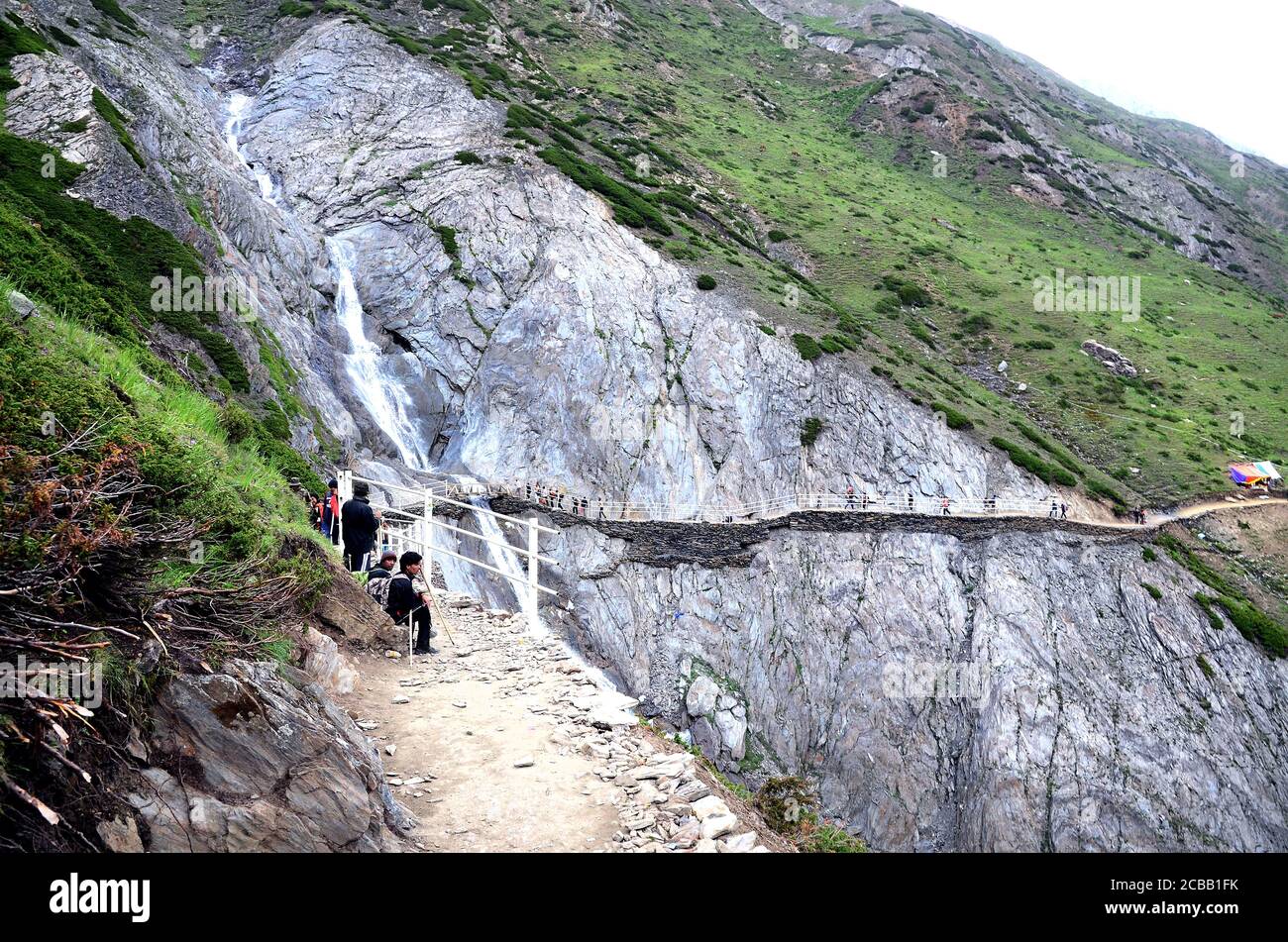 Hindu devotees visit during their pilgrimage from Baltal Base Camp to ...