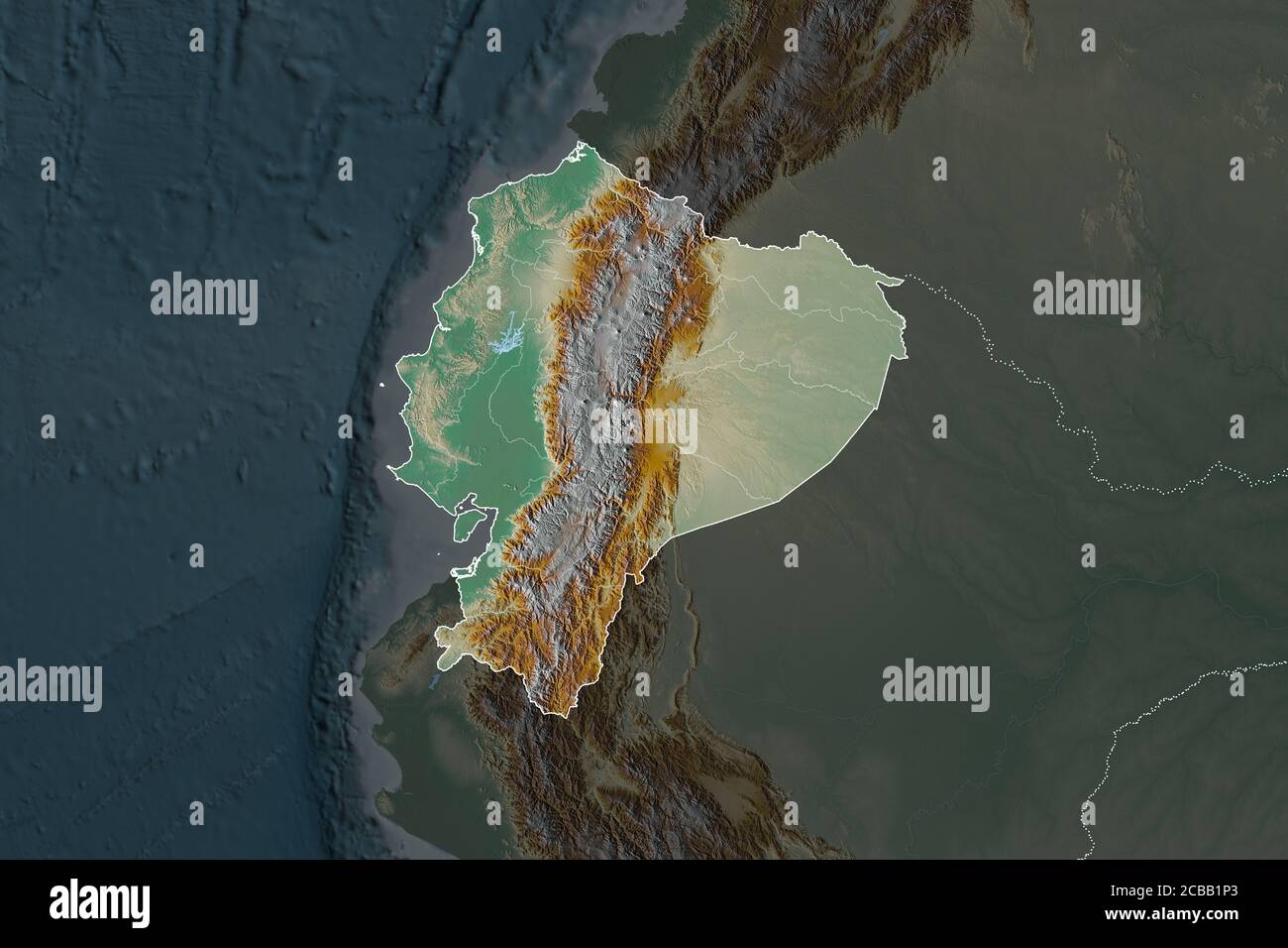 Shape of Ecuador separated by the desaturation of neighboring areas ...