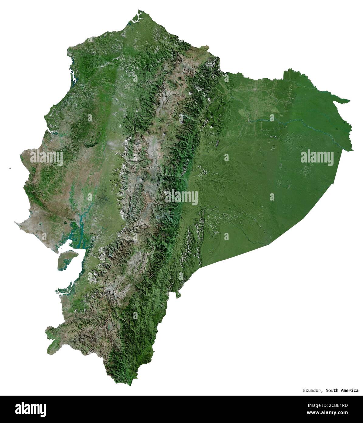 Shape of Ecuador with its capital isolated on white background ...