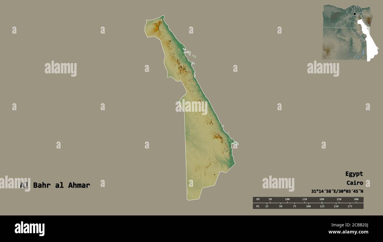 Shape of Al Bahr al Ahmar, governorate of Egypt, with its capital ...