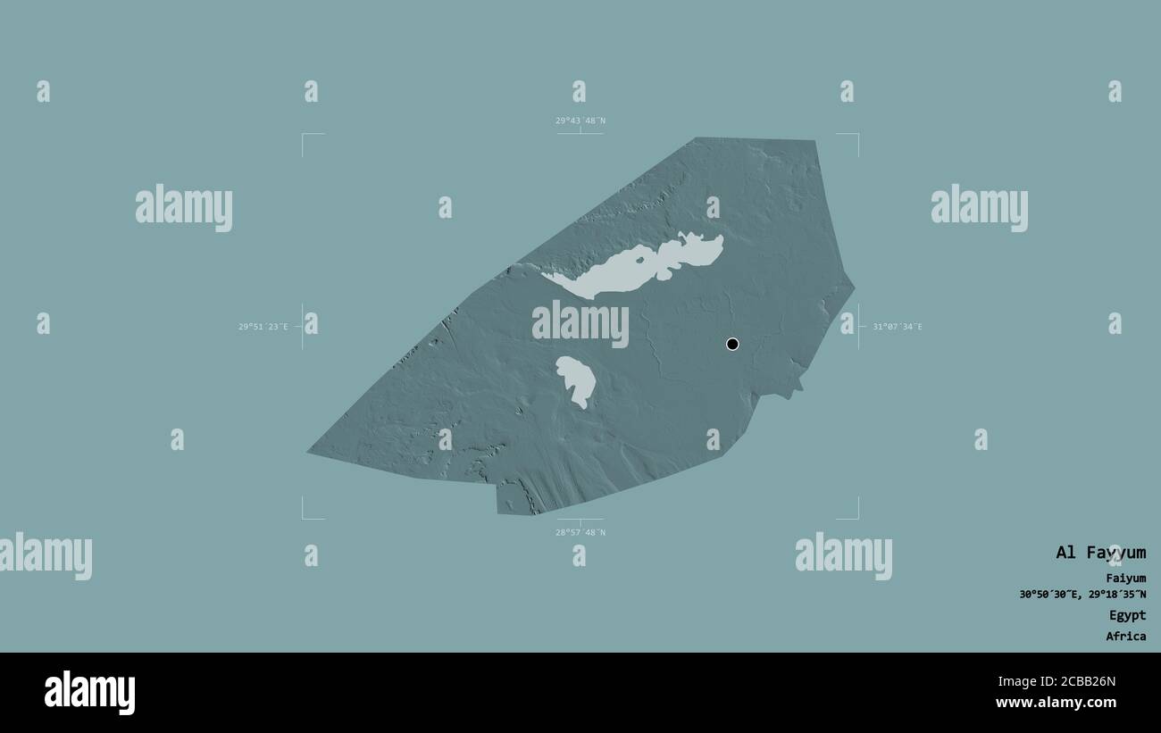 Area of Al Fayyum, governorate of Egypt, isolated on a solid background ...