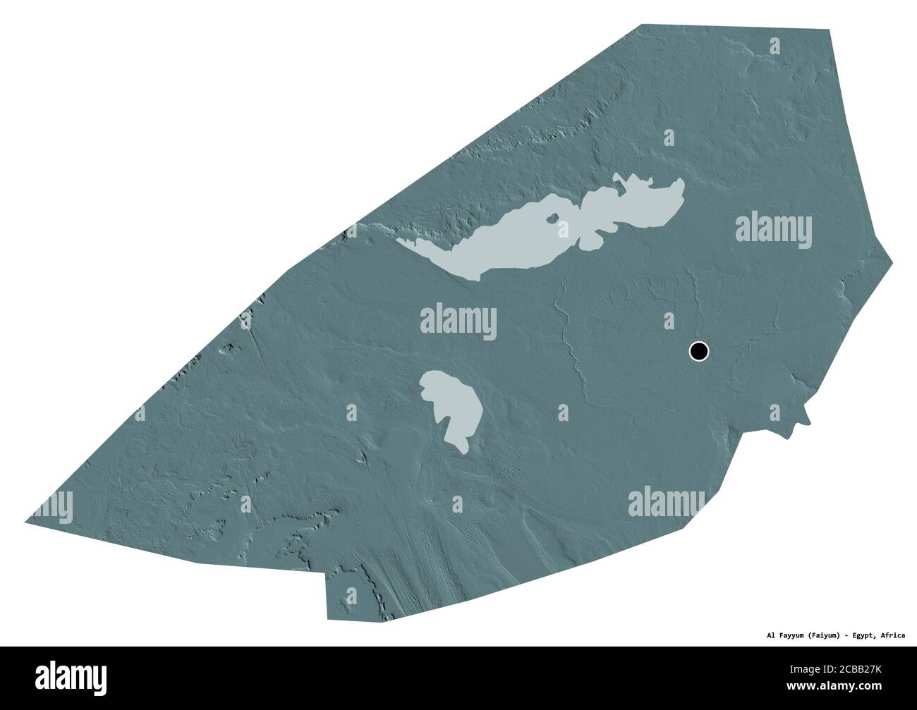 Shape of Al Fayyum, governorate of Egypt, with its capital isolated on ...