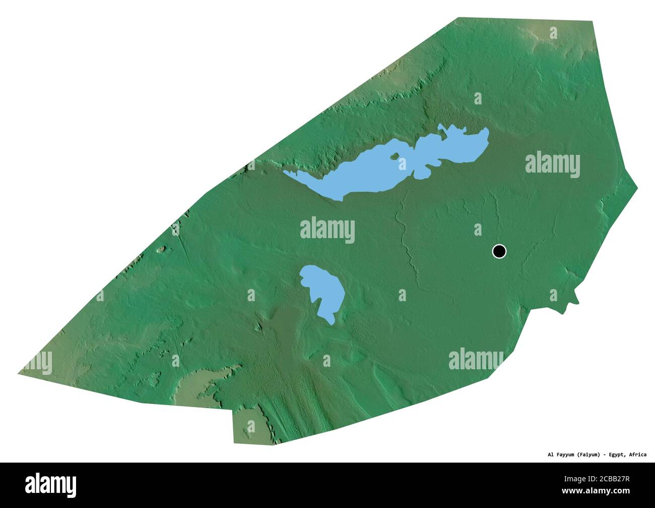 Shape of Al Fayyum, governorate of Egypt, with its capital isolated on ...