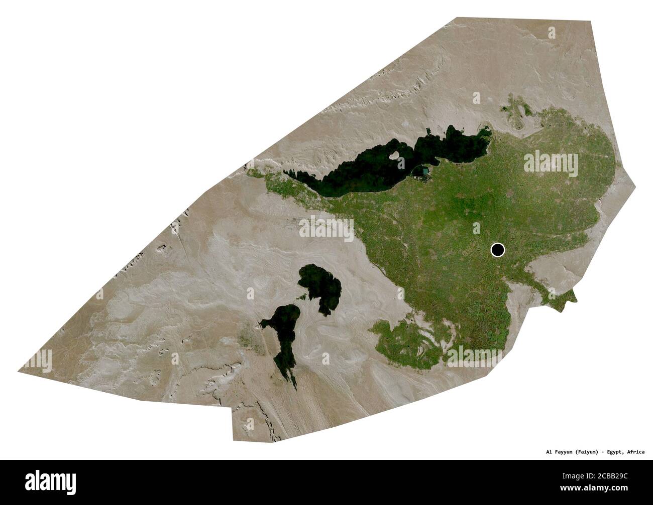 Shape of Al Fayyum, governorate of Egypt, with its capital isolated on ...