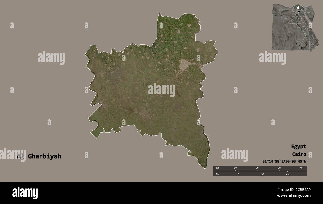 Shape of Al Gharbiyah, governorate of Egypt, with its capital isolated ...