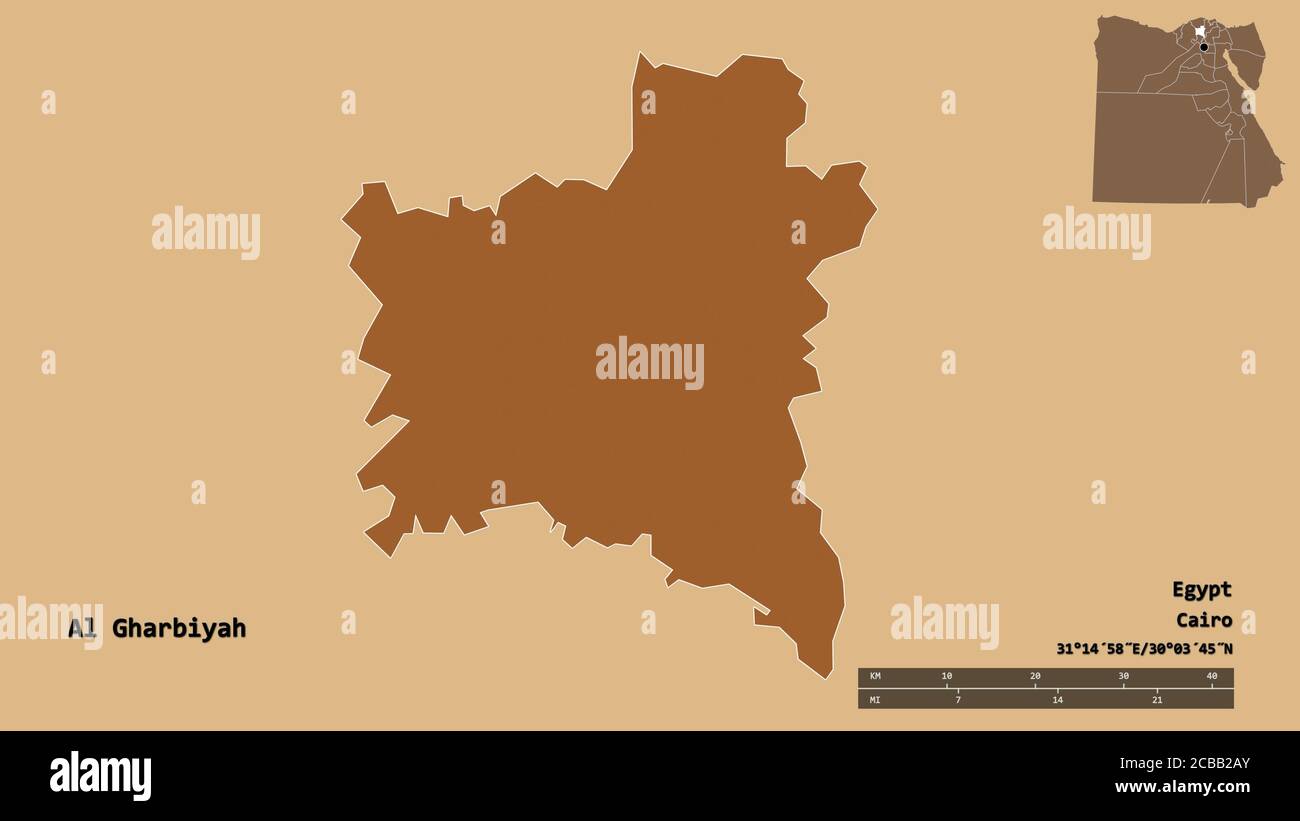Shape of Al Gharbiyah, governorate of Egypt, with its capital isolated ...
