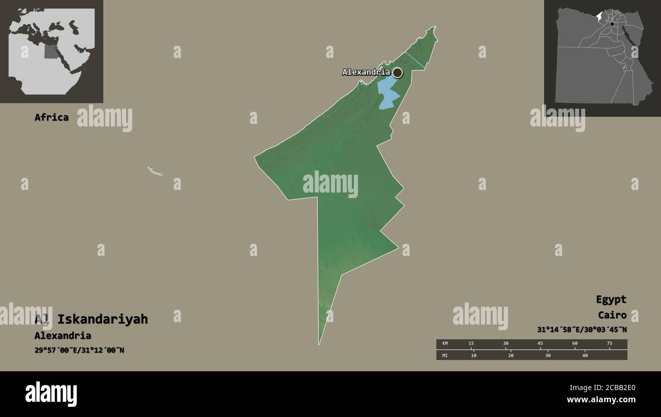 Shape of Al Iskandariyah, governorate of Egypt, and its capital ...