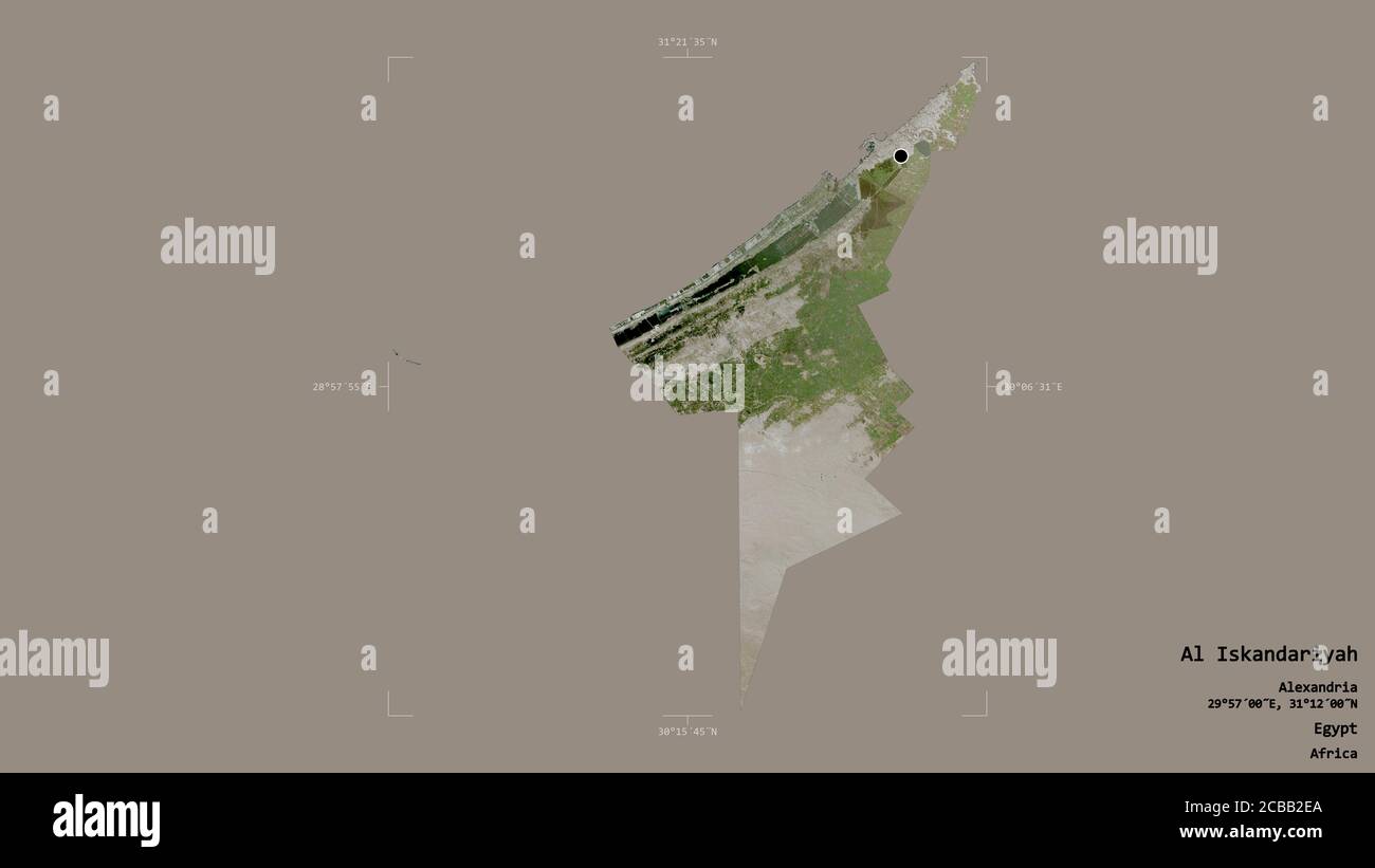 Area of Al Iskandariyah, governorate of Egypt, isolated on a solid ...