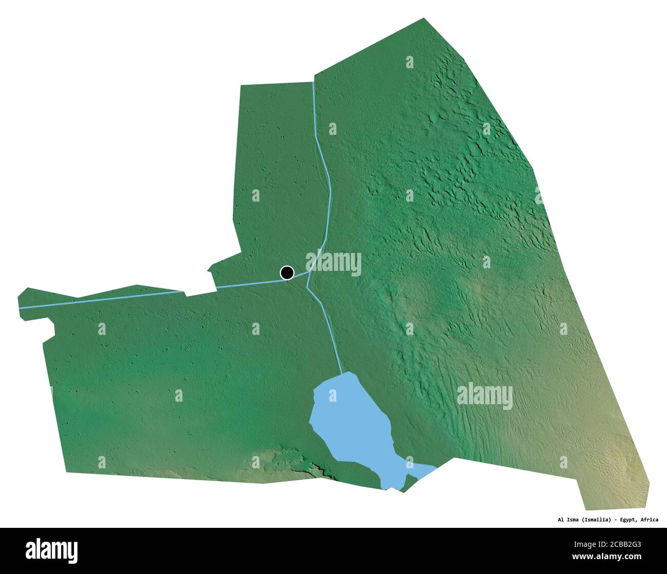 Shape of Al Isma, governorate of Egypt, with its capital isolated on ...