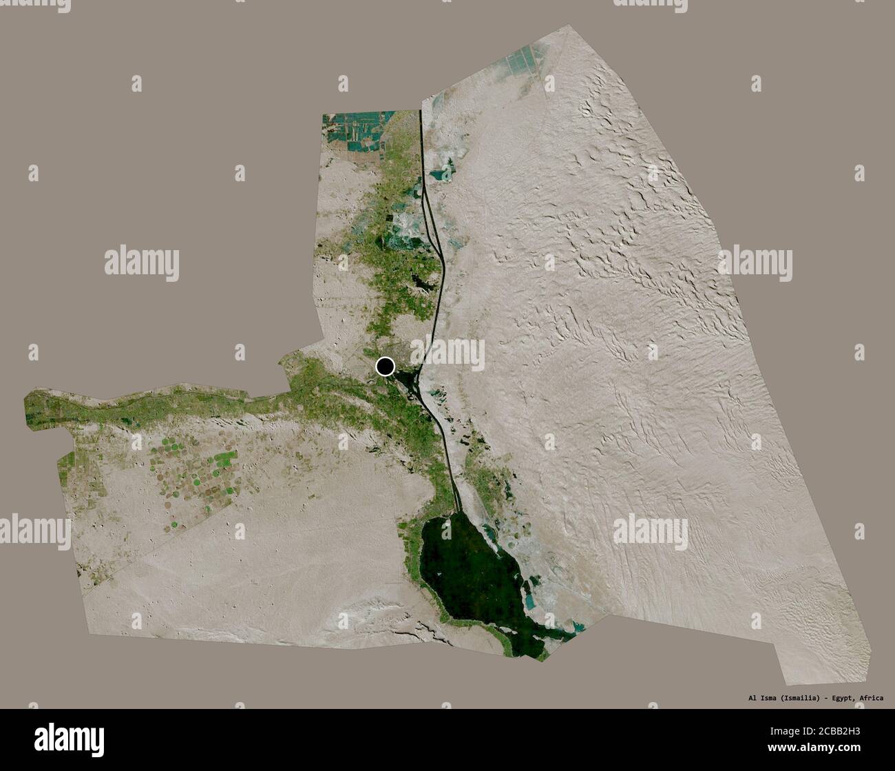 Shape of Al Isma, governorate of Egypt, with its capital isolated on a ...